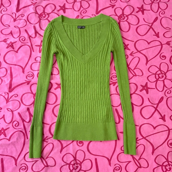 Express | Sweaters | Y2k Vtg Express Green Color Knit Sweater Size S ...